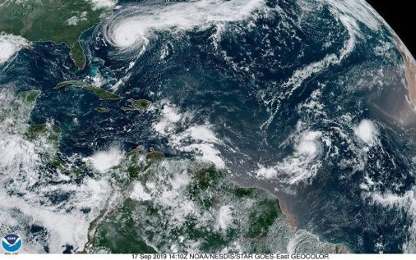 Se forman tormenta tropical Jerry y depresión Imelda, mientras Humberto azota a Bermudas con lluvias