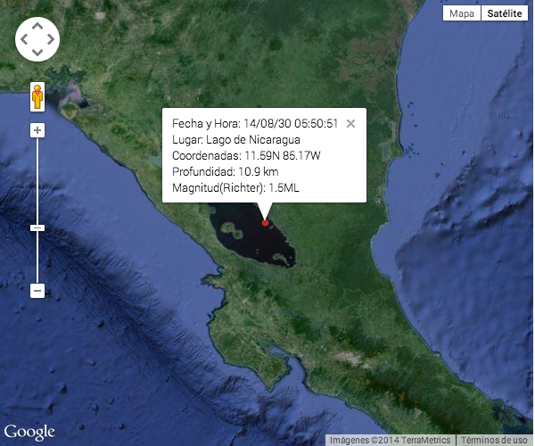 Sismo de 4.4 en Lago Cocibolca