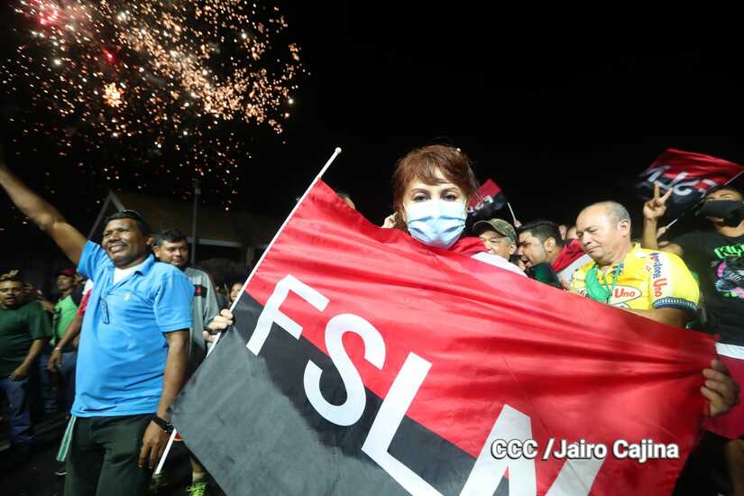 Pueblo celebra victoria del FSLN en las Elecciones Soberanas 2021