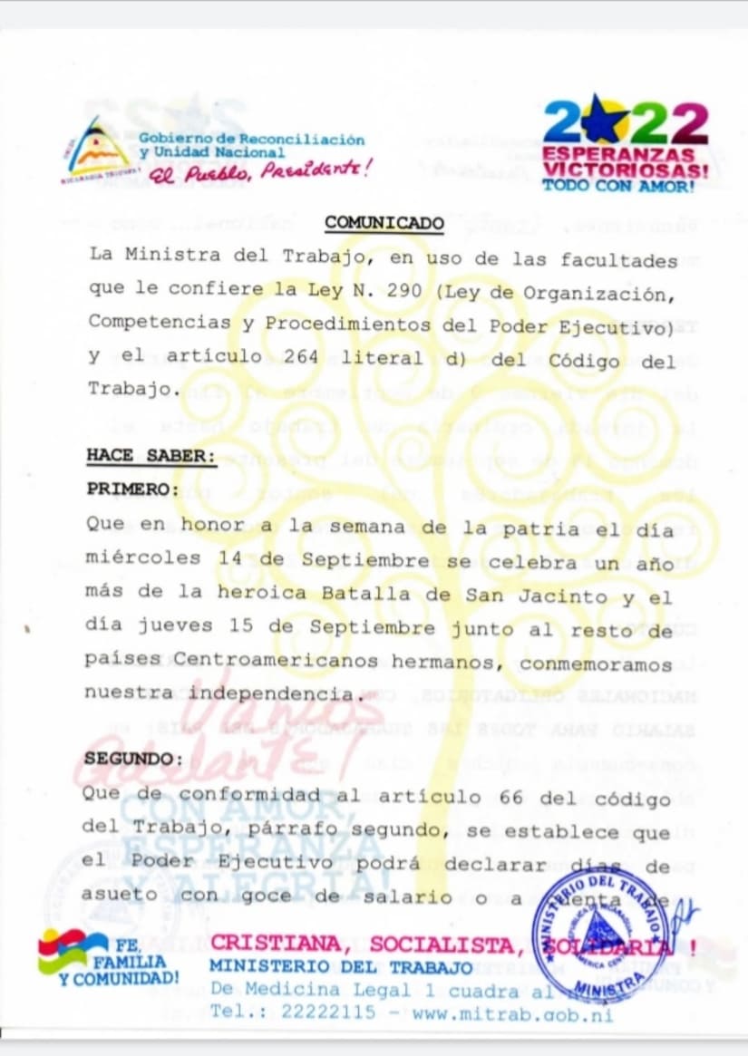 Mitrab emite comunicado sobre vacaciones para celebrar las Fiestas Patrias