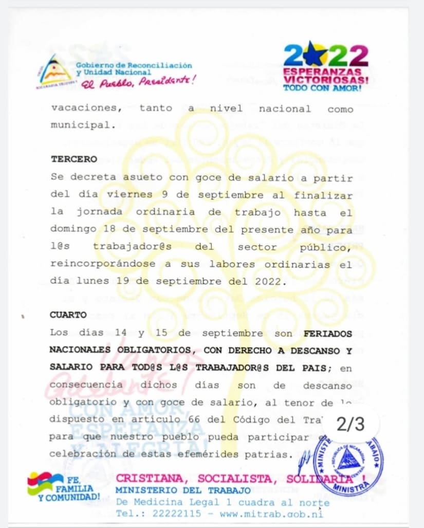 Mitrab emite comunicado sobre vacaciones para celebrar las Fiestas Patrias