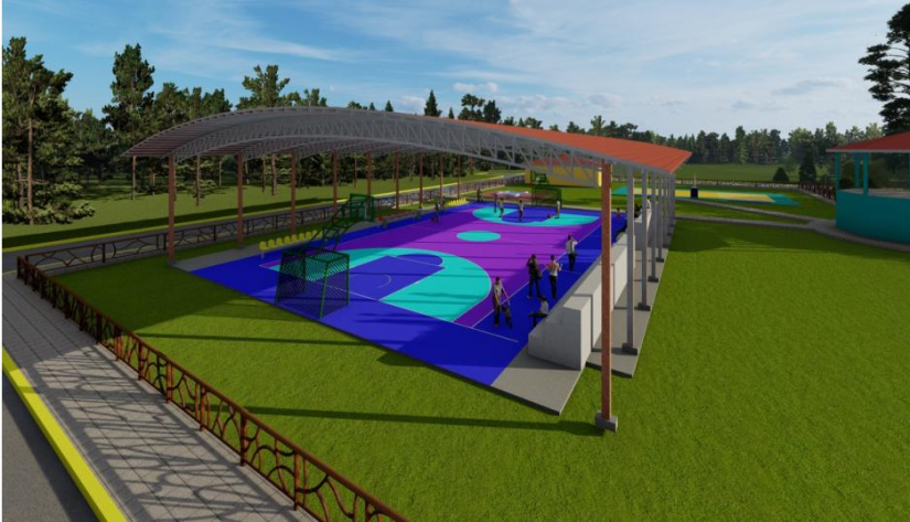 Construyen cancha techada en Comalapa