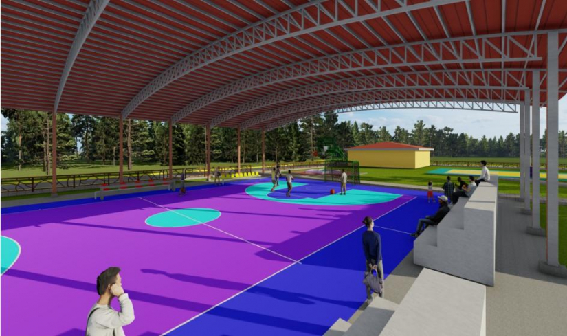 Construyen cancha techada en Comalapa