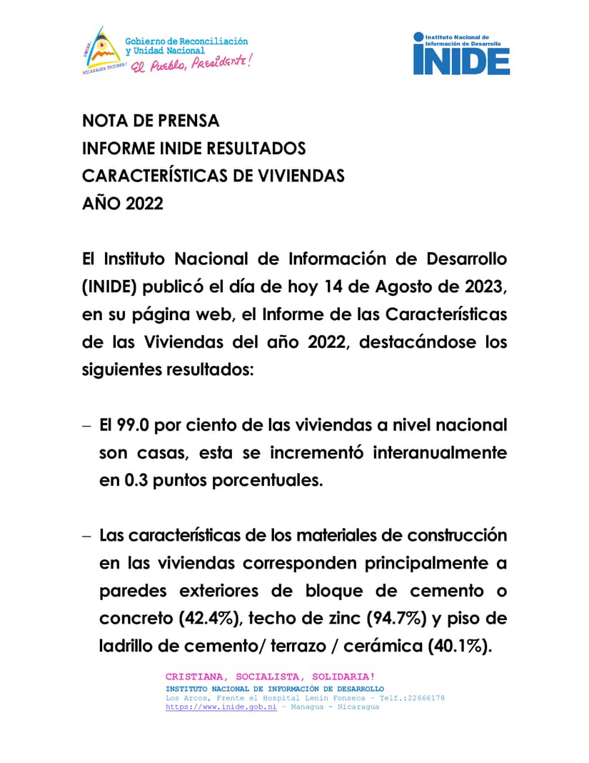 Conozca el informe del INIDE de las características de viviendas en ...