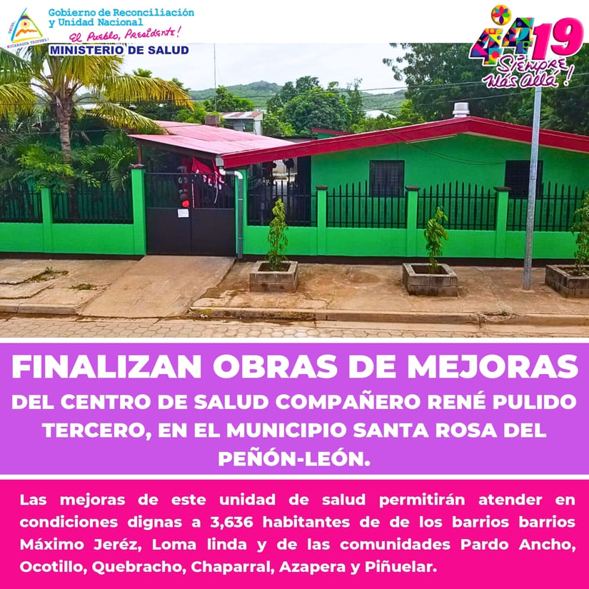 Entregarán mejoras del Centro de Salud Compañero René Pulido Tercero