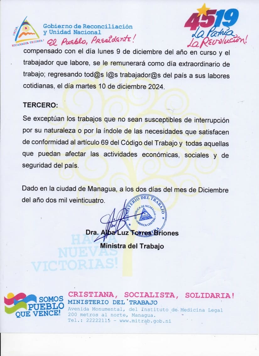 Mitrab: Feriado Nacional del 8 de diciembre se compensará con el lunes ...