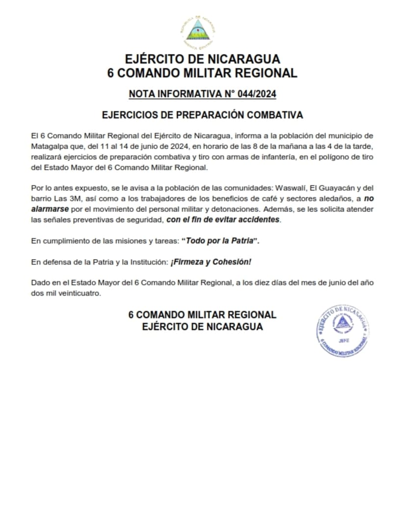 Sexto Comando Militar Regional realizará ejercicios de preparación combativa