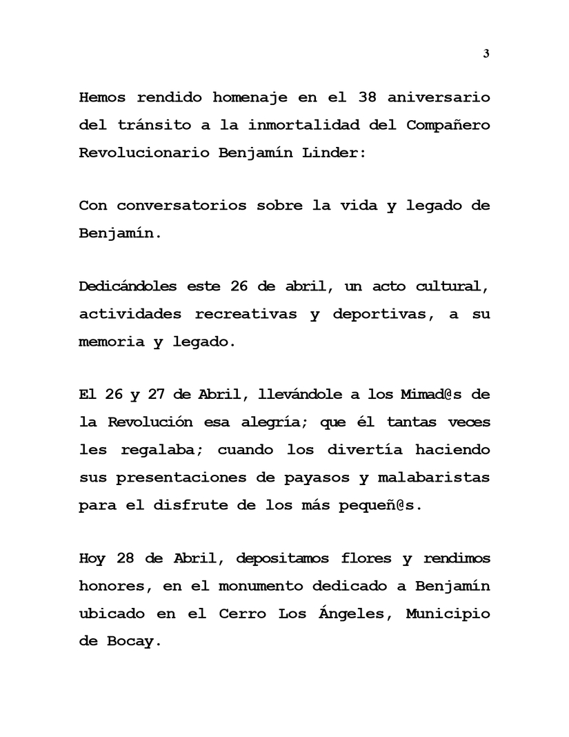 Con el Héroe Benjamín Linder: A 38 años de su tránsito a la inmortalidad