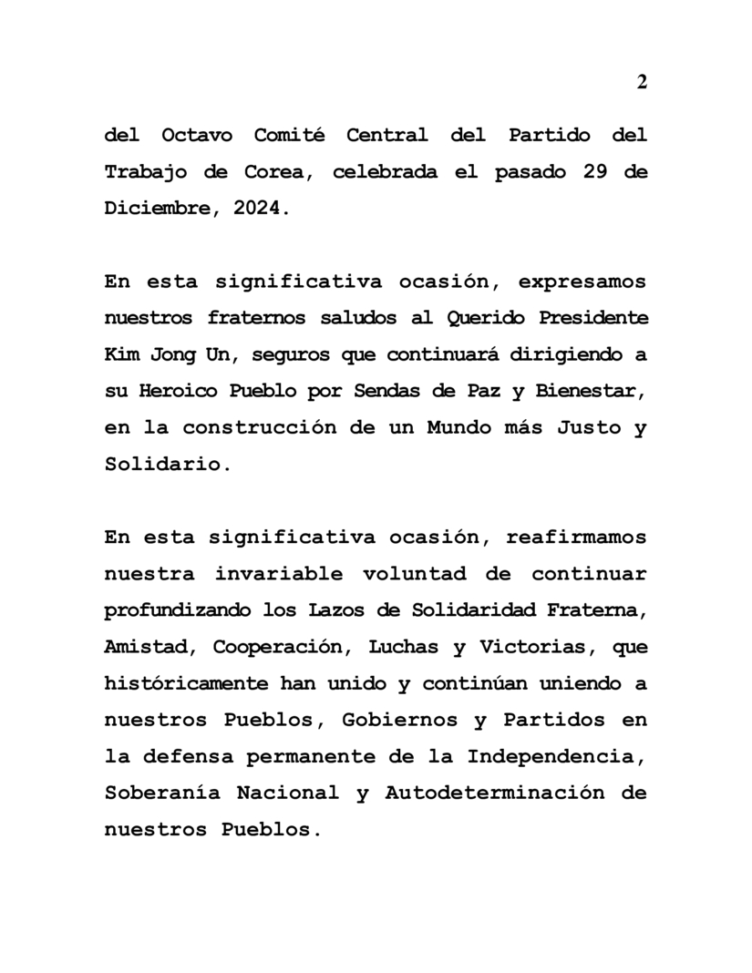 Mensaje al Compañero Pak Thae Song por su Nombramiento como Primer ...