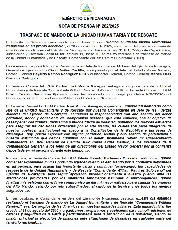 Ceremonia de traspaso de mando de la Unidad Humanitaria y de Rescate ...