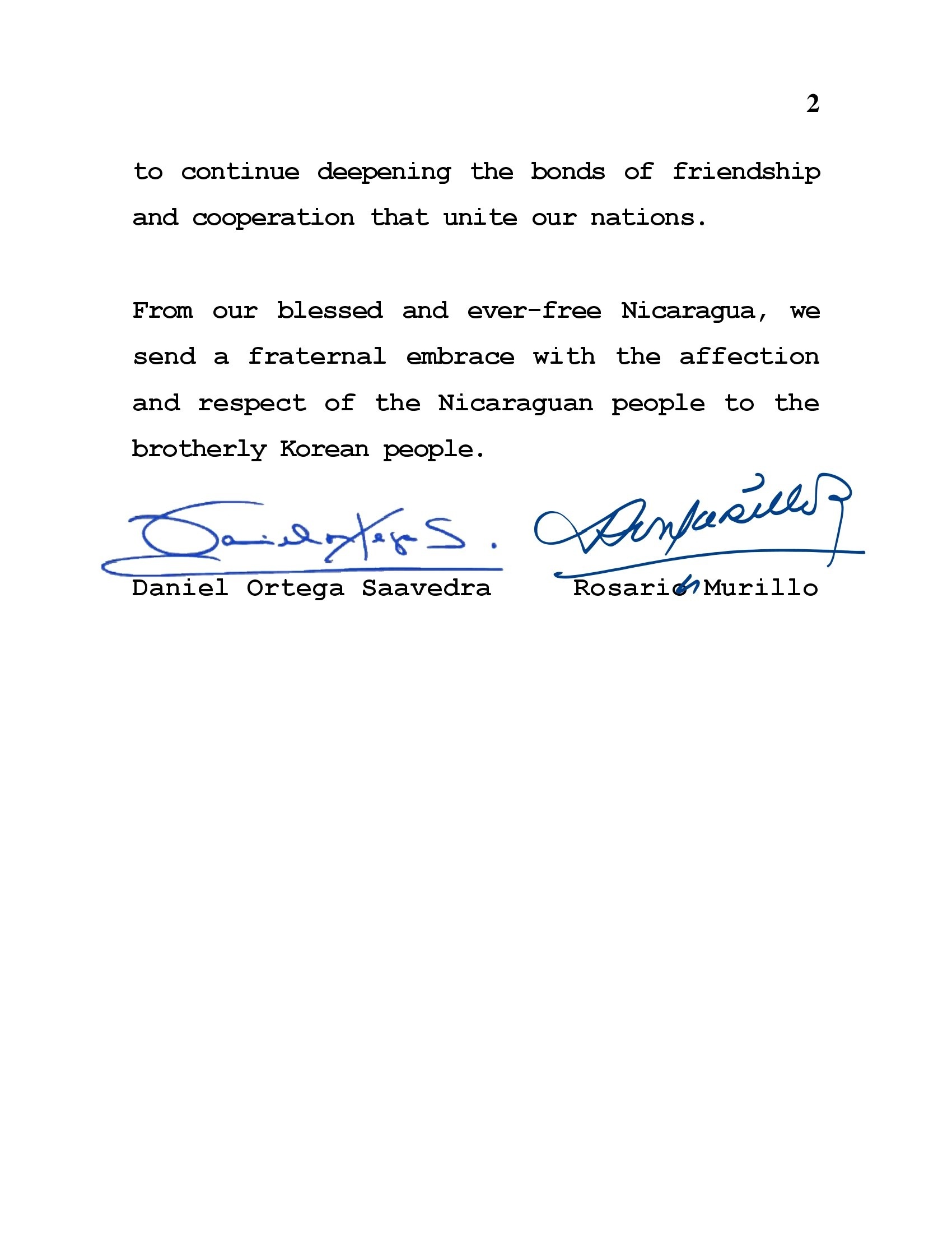 Mensaje de Saludo y Felicitación al Presidente de la República de Corea
