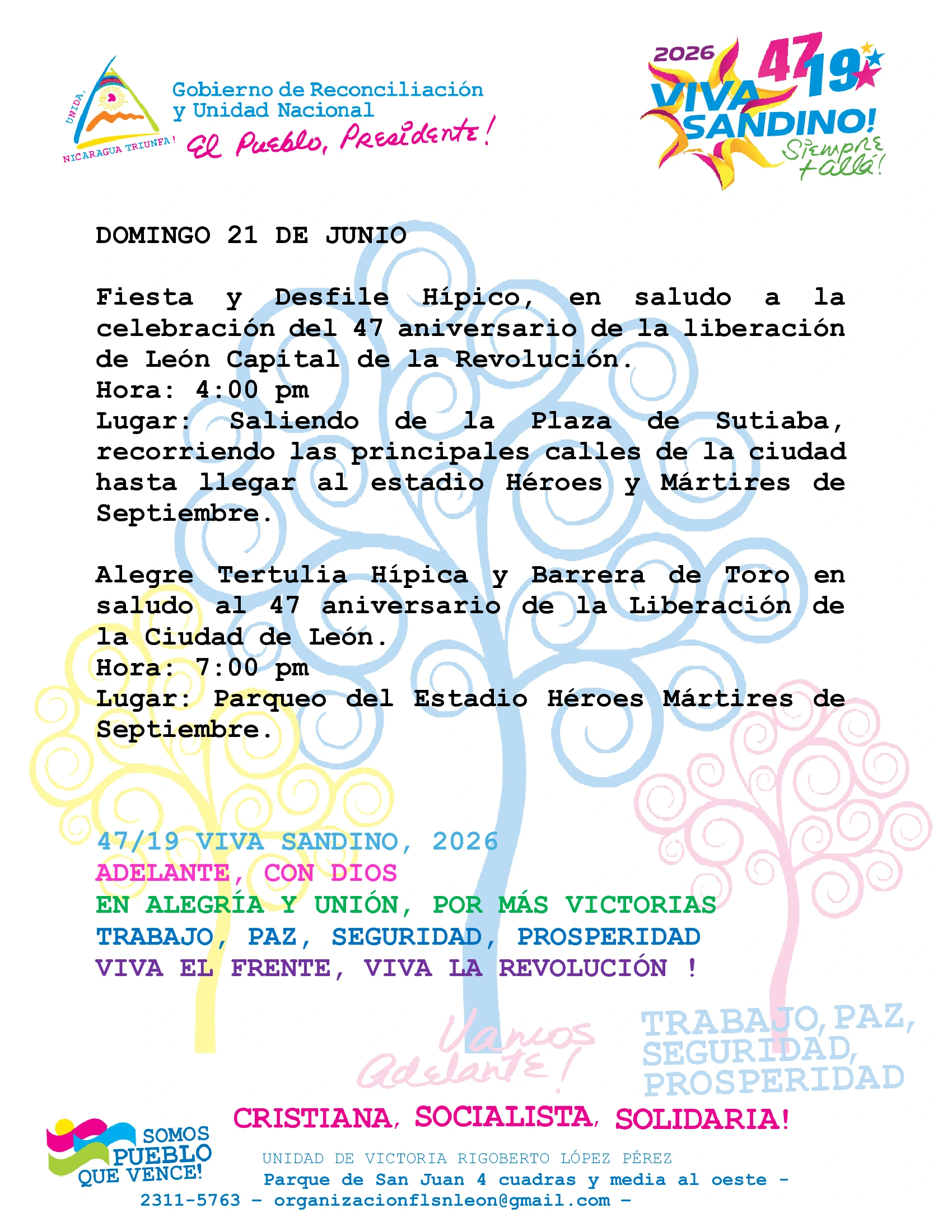 Propuesta del Plan de Actividades en celebración del 47.º aniversario ...